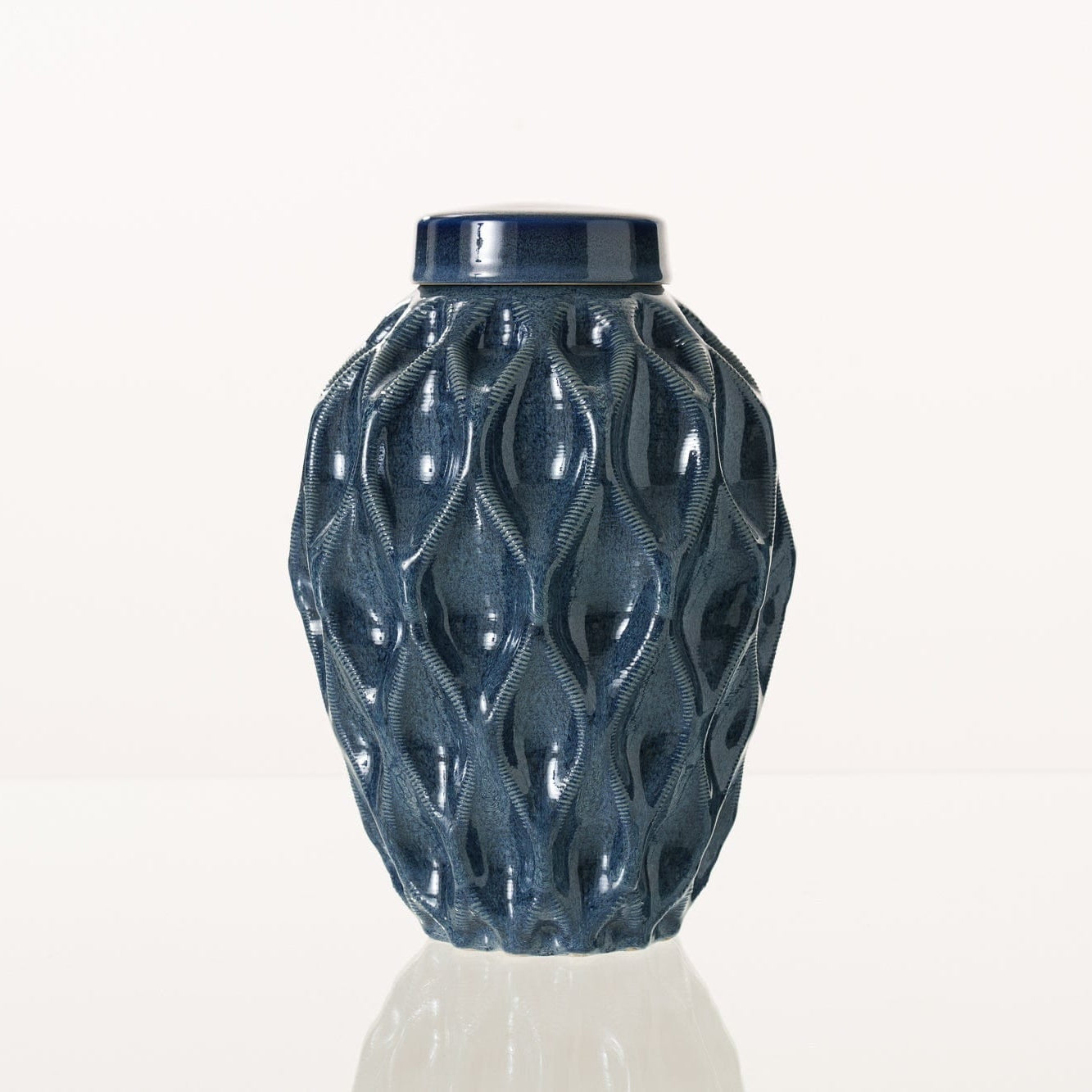 Cremation Urn "Echo" - 3D Printed Ceramic Urn | Blue Melange | Large ...