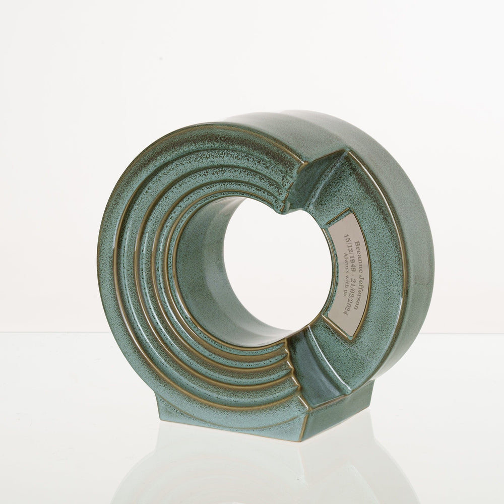 Cremation Urn "Solace" - Adult Memorial Urn | Oily Green | Ceramic ...