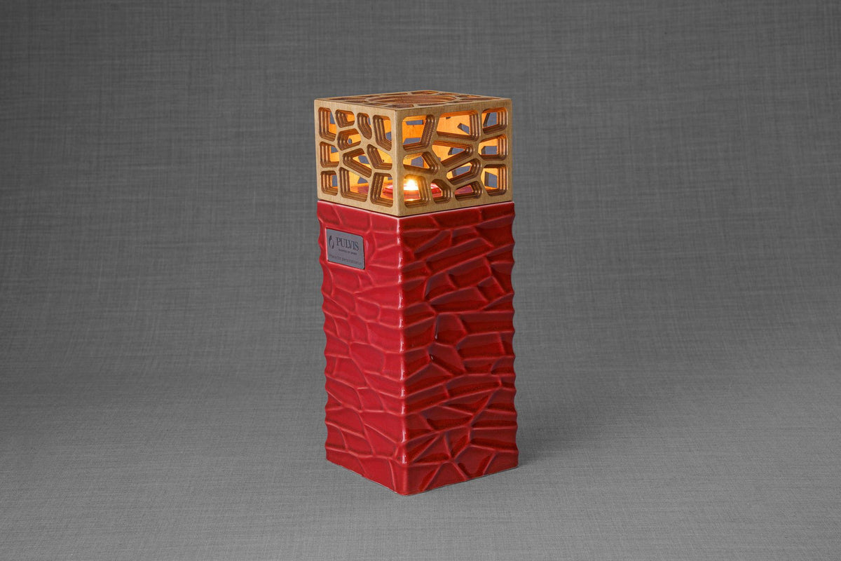 "Everlasting Flame" Cremation Urn for Ashes - Red | Ceramic Urn