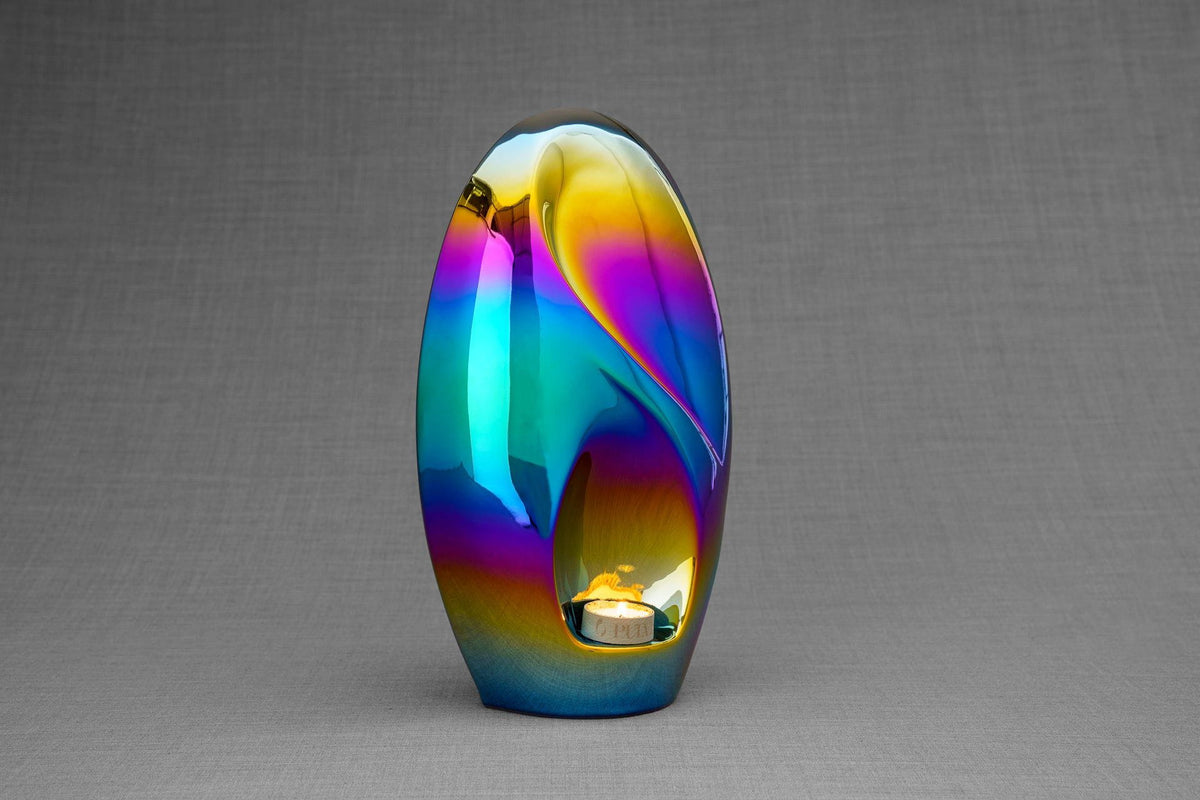 Exclusive Cremation Urn for Ashes "Eternity" - Large | Rainbow Chrome