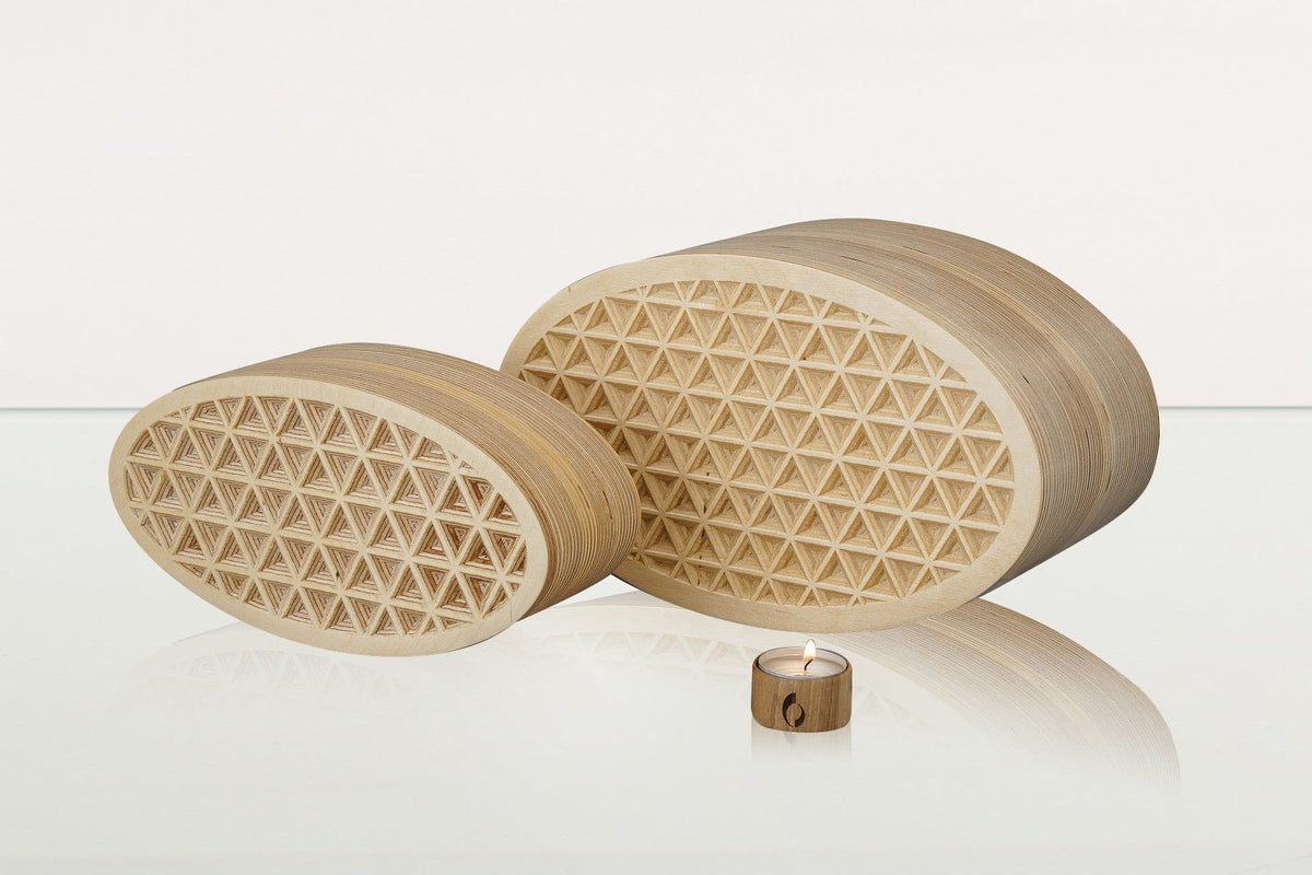 Wooden Cremation Urn "Remembrance" - Handmade Urn - Uroko Pattern