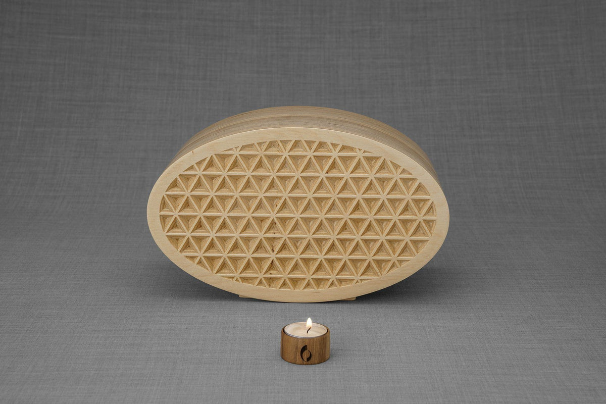 Wooden Cremation Urn "Remembrance" - Handmade Urn - Uroko Pattern