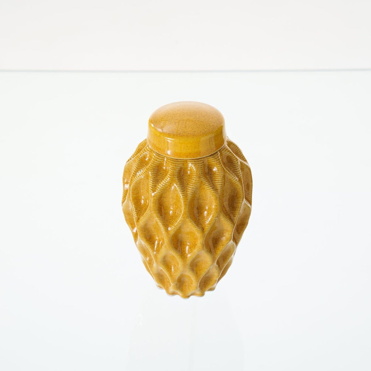 Cremation Urn "Echo" - 3D Printed Ceramic Urn | Amber Yellow | Keepsak