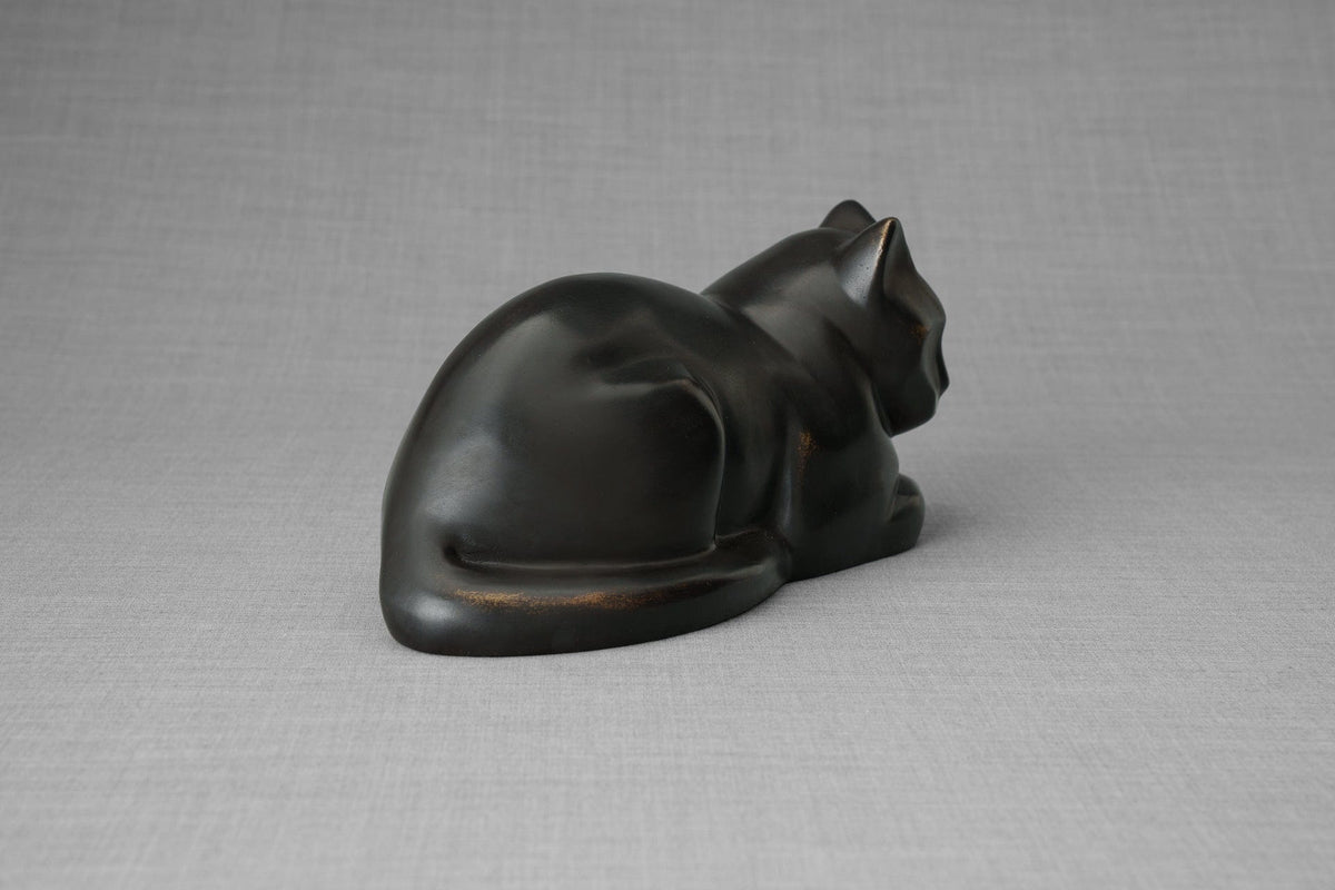 Cast Bronze Cat Urn "At Rest" | Dark Matte Patina | Bronze | Pet Urn