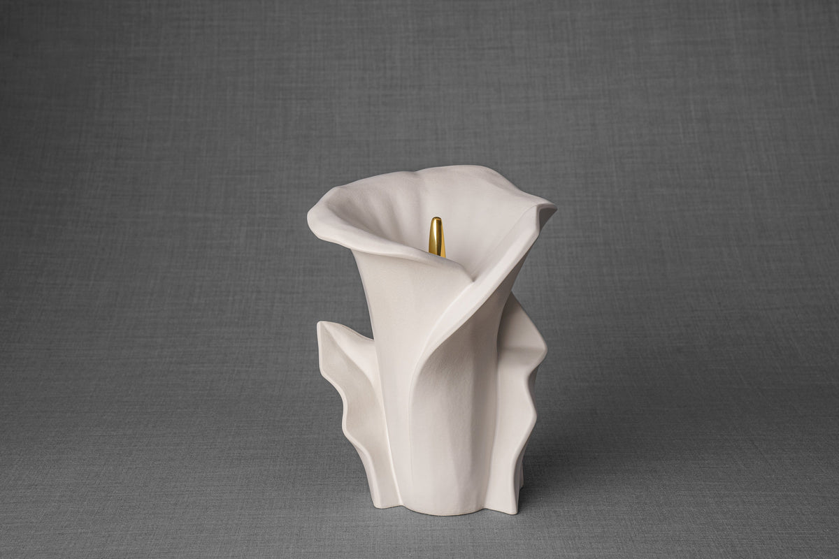Calla Flower Memorial Urn for Ashes - Medium | White Matte