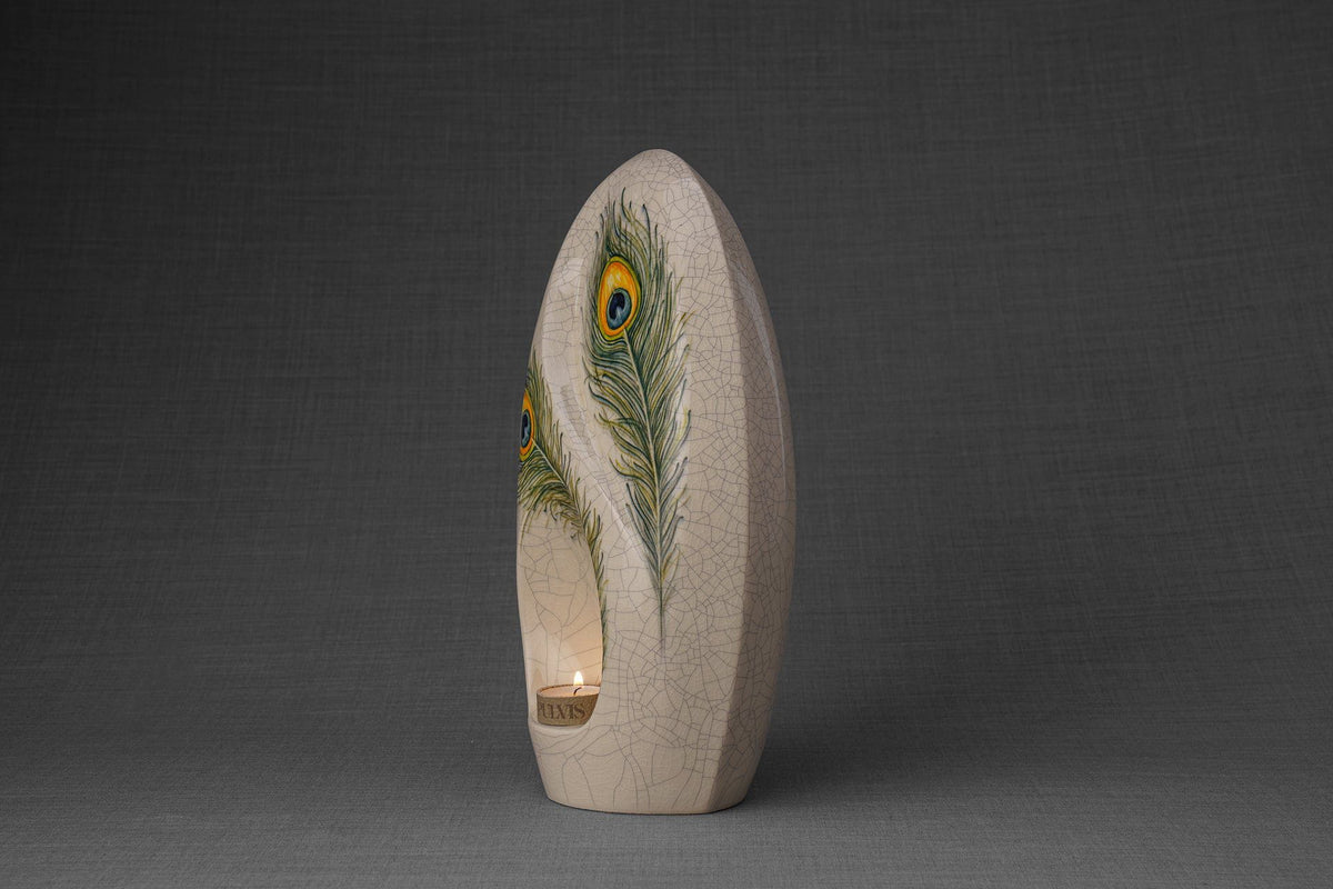 Handmade Decorated Eternity Urn "Feathers" - Large | Ceramic